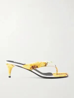 Alaïa Tong 55 Patent Leather-trimmed Sandals - Yellow
