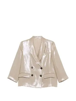 Brunello Cucinelli Linen Double-breasted Jacket With Peak Lapels