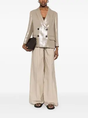 Brunello Cucinelli Linen Double-breasted Jacket With Peak Lapels