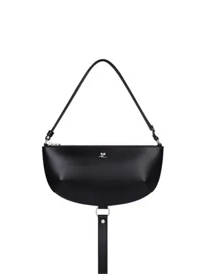COURREGES Leather Half-moon Shoulder Bag - Black