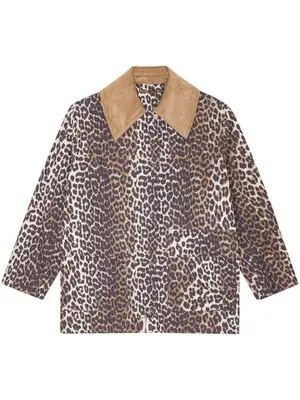 GANNI Cotton Blend Jacket With Animal Print