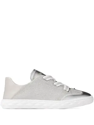 JIMMY CHOO Diamond Light Glitter Lace-up Sneakers - Silver