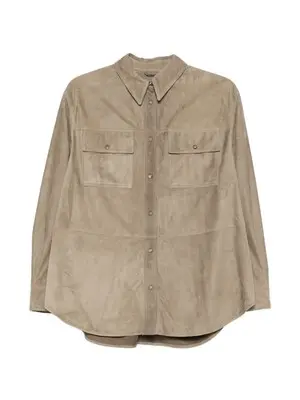 Brunello Cucinelli Suede Shirt With Chest Pockets