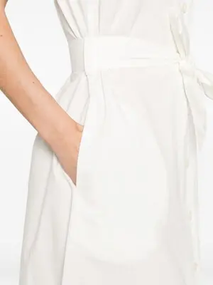 Woolrich Cotton Sleeveless Belted Maxi Shirt Dress - White