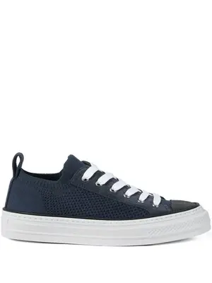 Brunello Cucinelli Embellished Suede And Leather Sneakers - Blue