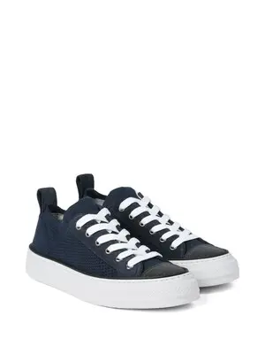 Brunello Cucinelli Embellished Suede And Leather Sneakers - Blue