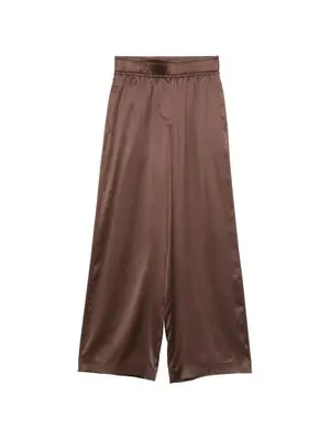 Brunello Cucinelli Silk Wide Leg Trousers