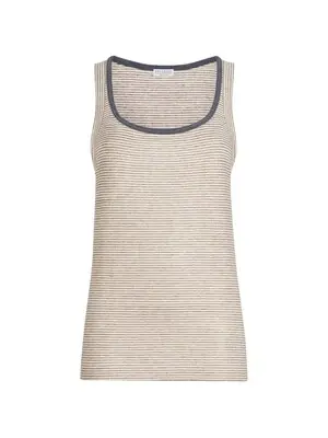 Brunello Cucinelli Striped Linen Tank Top