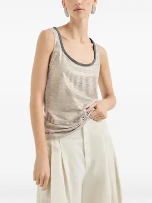 Brunello Cucinelli Striped Linen Tank Top