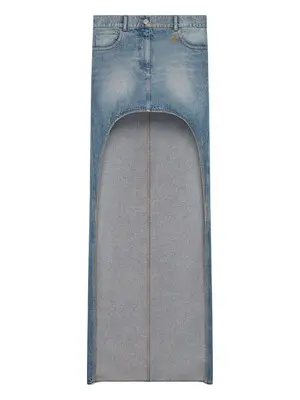 COURREGES Denim Cotton Maxi Skirt