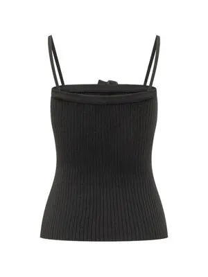 COURREGES Ribbed Tank Top With Buckle Straps - Black
