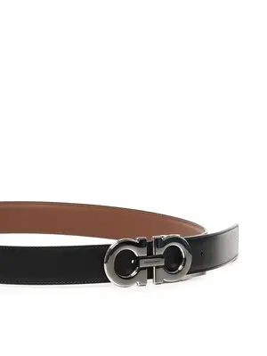 FERRAGAMO Reversible Gancini Belt - Black