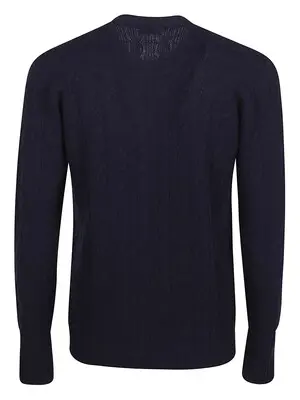 DRUMOHR Round Neck Long Sleeve Sweater - Blue