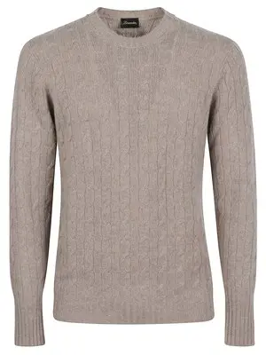DRUMOHR Roundneck Braided Wool Sweater - Beige