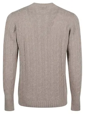 DRUMOHR Roundneck Braided Wool Sweater - Beige