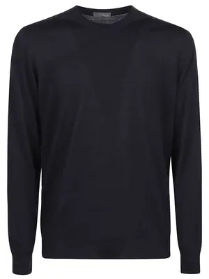 DRUMOHR Round Neck Long Sleeve Sweater - Blue