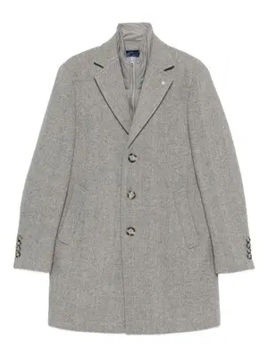 MANUEL RITZ Wool Coat With Herringbone Pattern
