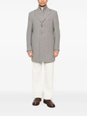 MANUEL RITZ Wool Coat With Herringbone Pattern
