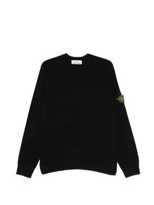 Stone Island Cotton Crewneck Sweater With Detachable Badge - Blue