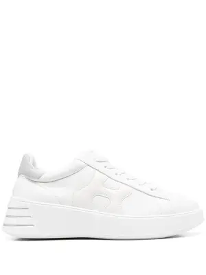 Hogan Rebel Leather Sneakers With Metallic Accents - White