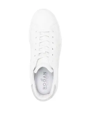 Hogan Rebel Leather Sneakers With Metallic Accents - White