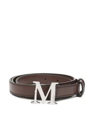 Max Mara Leather Belt With 'm' Buckle - Brown