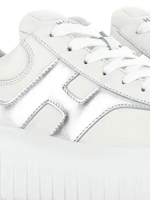 Hogan H-stripes Leather Lace-up Sneakers - Silver