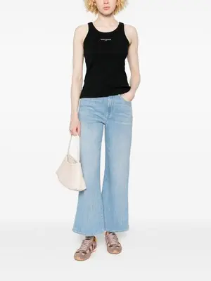 Maison Kitsuné Logo Cotton Ribbed Tank Top - Black