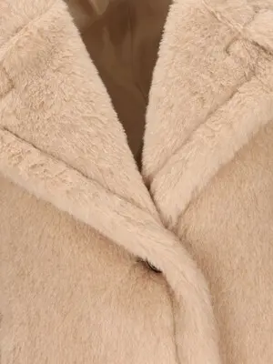 Max Mara Wool Cape With Lapel Collar And Short Sleeves - Beige