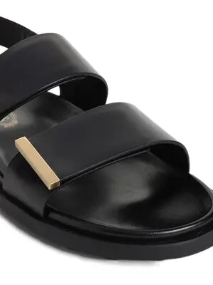 TOD'S Leather Slingback Sandals With Gold Tone Hardware