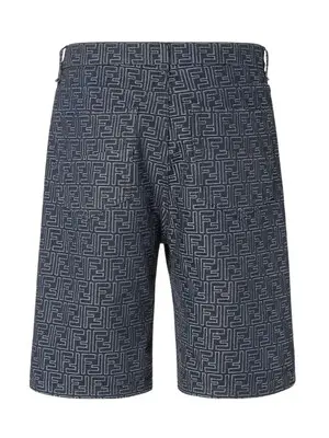 Fendi Monogrammed Denim Bermuda Shorts