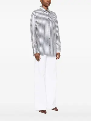 FORTE_FORTE Striped Cotton Blend Shirt With Classic Collar