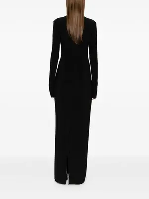 Norma Kamali High Neck Long Sleeve Maxi Dress With Slit