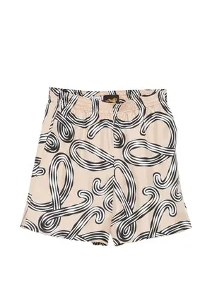 Loewe Printed Silk Shorts - Beige