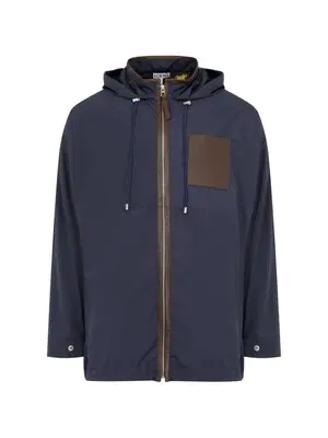 Loewe Nylon Hooded Jacket With Leather Trim