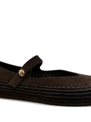Loewe Rio Suede And Raffia Mary Janes - Brown