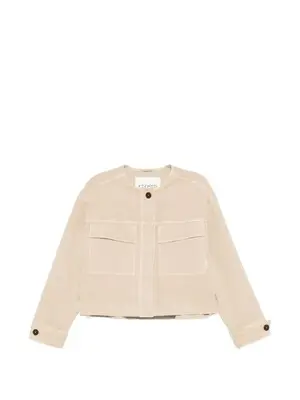 Closed Cropped Utility Jacket - Beige
