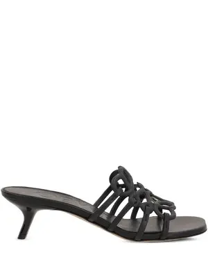 Loewe Petal Anagram Leather Sandals - Black
