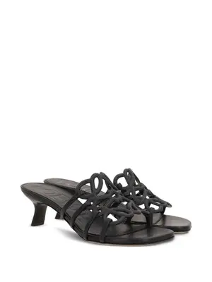 Loewe Petal Anagram Leather Sandals - Black