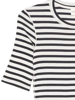 Closed Striped Cotton Blend Sweater With Crew Neck And 3/4 Sleeves