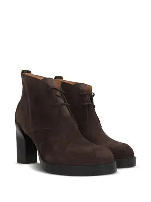 TOD'S Leather Lace-up Boots With Chunky Heel - Brown