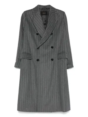 PALTO' Wool Double-breasted Pinstripe Coat