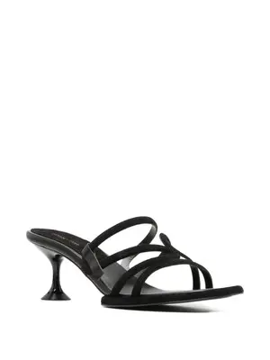 SERGIO ROSSI Suede Leather Heel Sandals