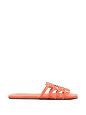 Loewe Petal Anagram Leather Slides - Orange