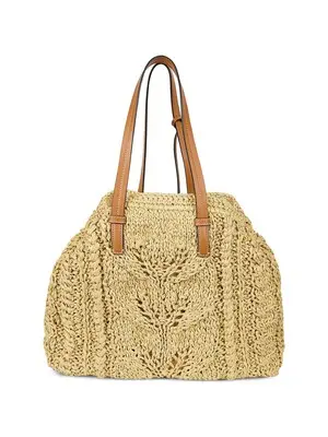 Ermanno Scervino Raffia Woven Tote Bag With Top Handles - Beige