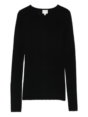 HERSKIND Wool Crewneck Sweater With Perforated Detailing