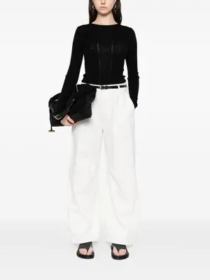 HERSKIND Wool Crewneck Sweater With Perforated Detailing