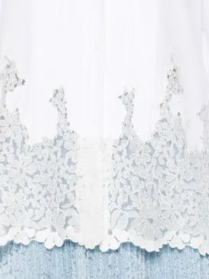 Ermanno Scervino Cotton Embroidered Shirt With Lace Detailing