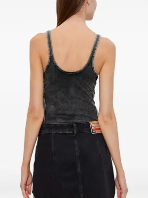 DIESEL® Cotton Bodysuit With Logo Patch - Black