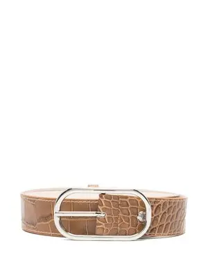 HERSKIND Hannah Leather Belt With Silver-tone Oval Buckle - Brown
